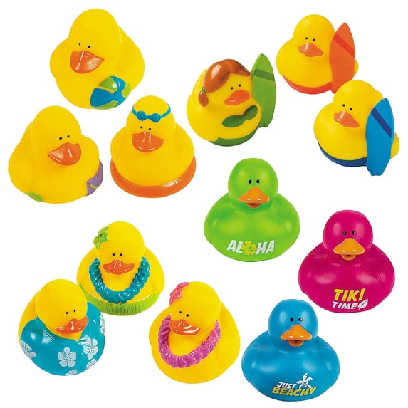 Fun Express 2" Bulk 48 Pieces Luau Party Vinyl Rubber Ducks Assortment ...