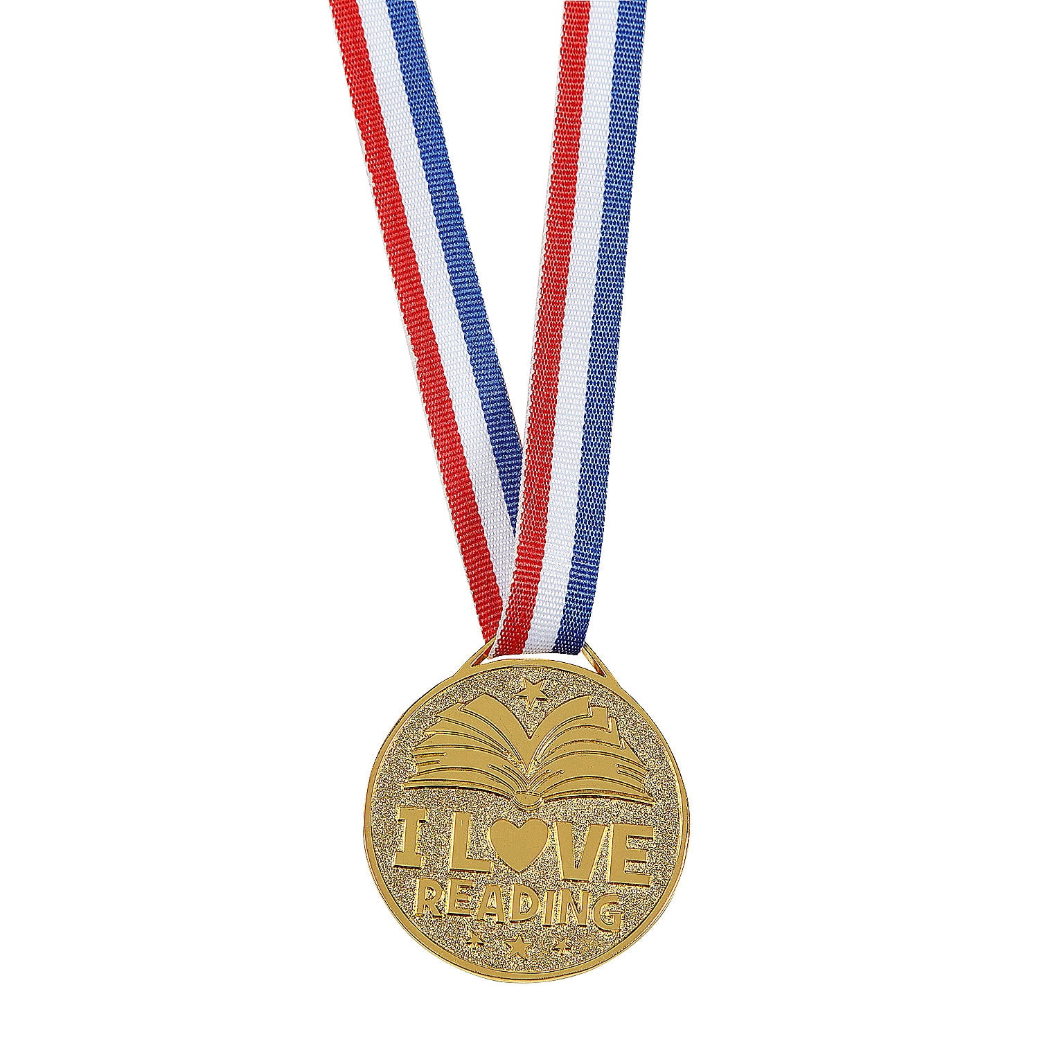 Fun Express 2" I Love Reading Medals with Red, White & Blue Ribbon - 12 ...