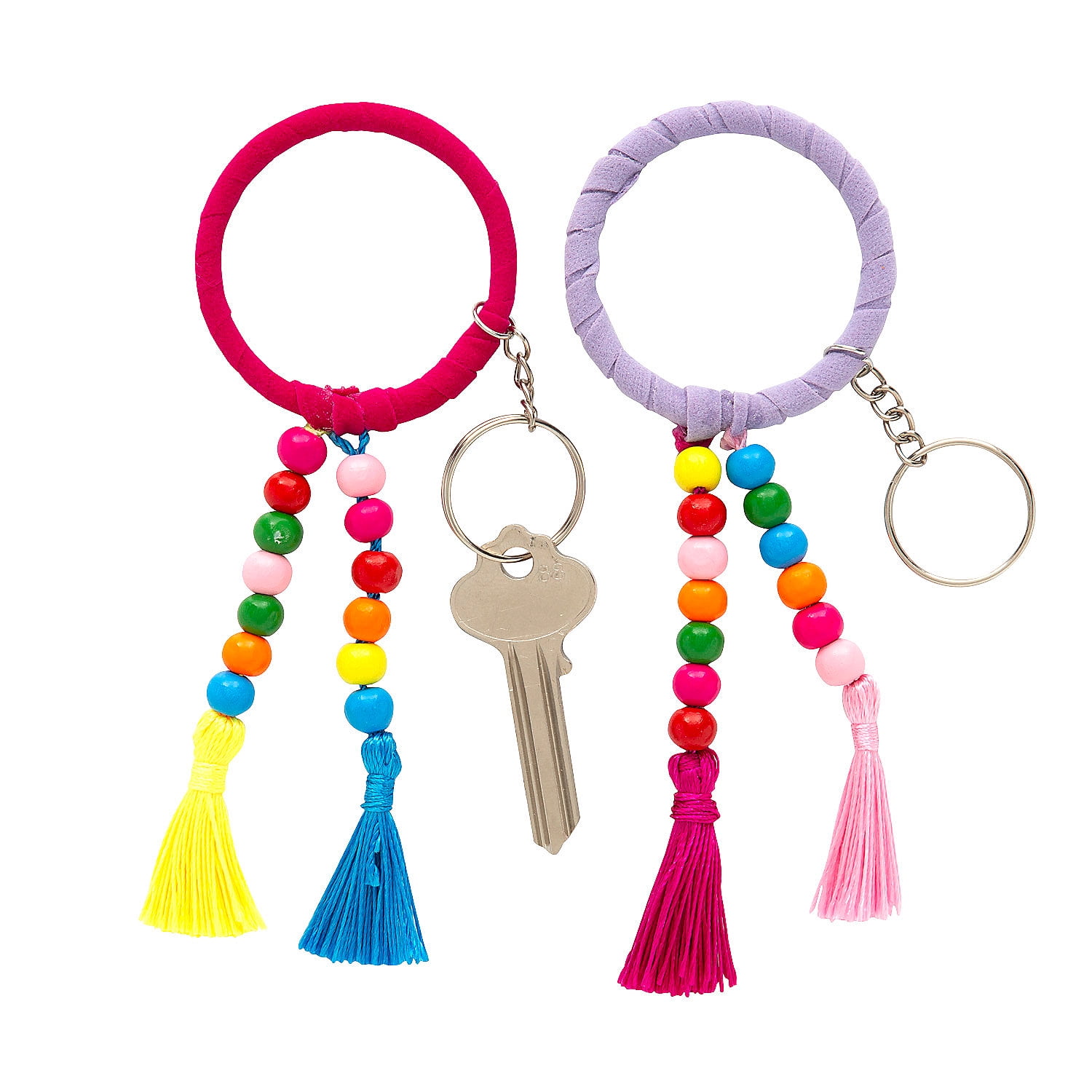 Fun Express 2" x 5" Colorful Beaded Tassel Keychain Craft Kit - Makes 6 ...