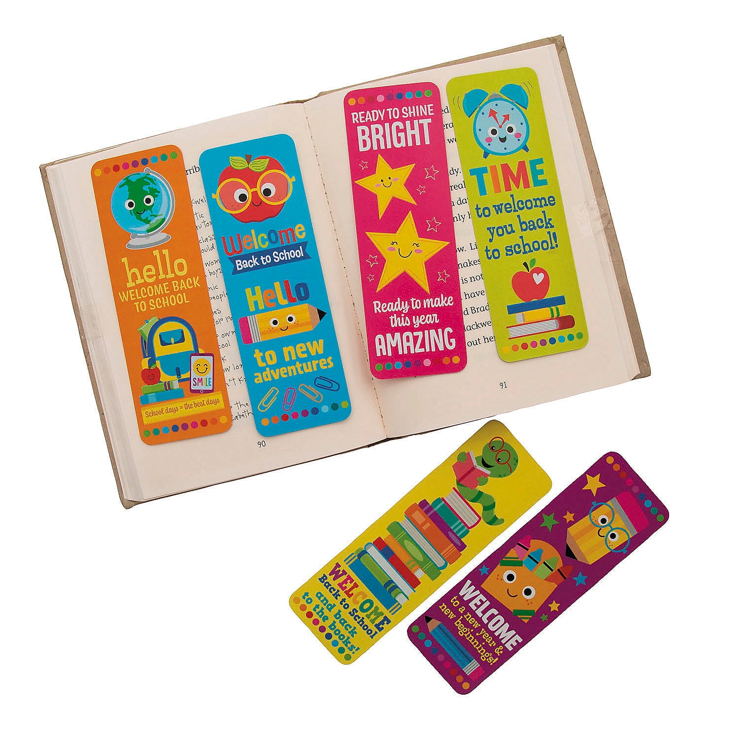 Fun Express 2" x 6" Brightly Colored Back to School Cardstock Bookmarks ...