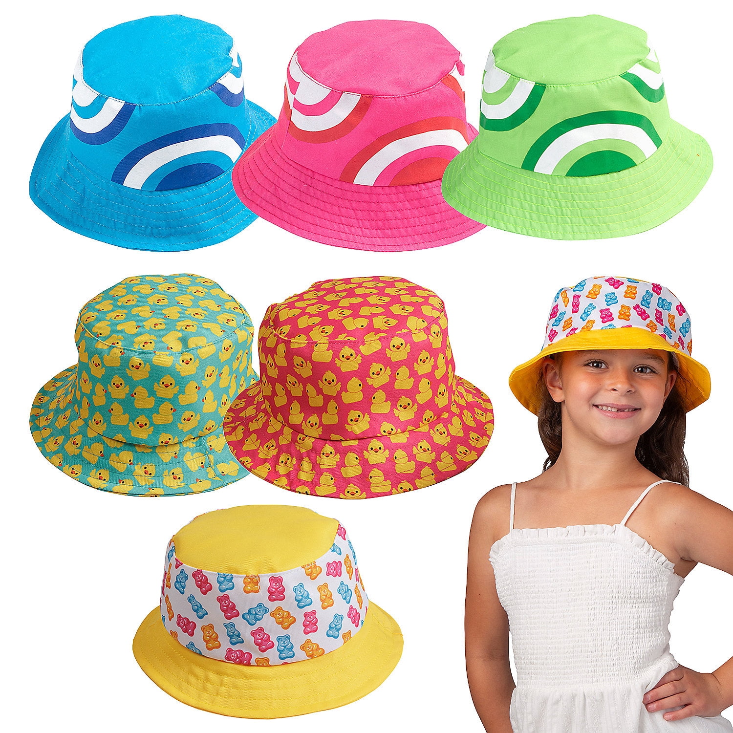 Fun Express 22" Brightly Colored Bucket Hat Assortment Kit - 36 Pieces ...
