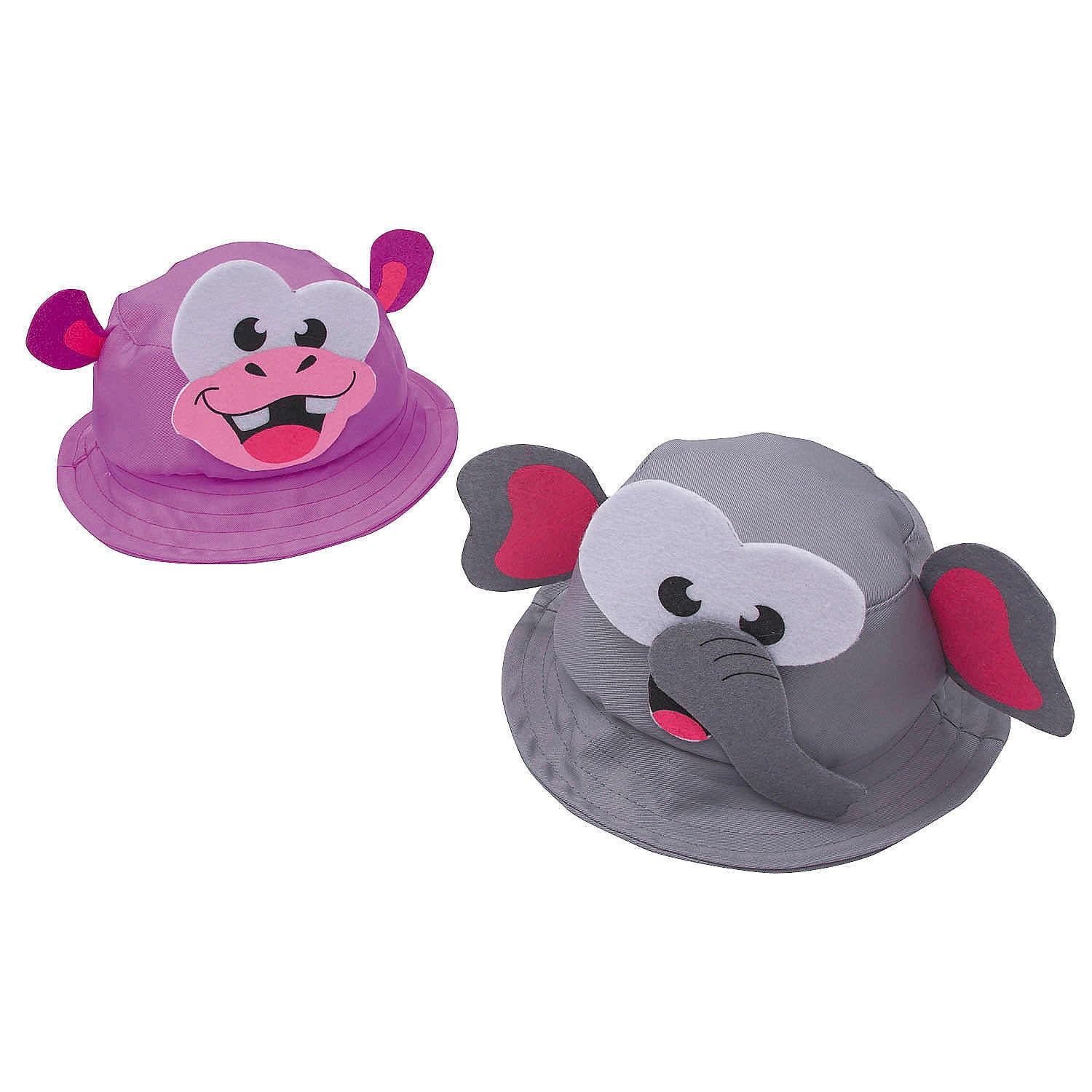Fun Express 22" Kids Big Eye Elephant & Hippo-Shaped Bucket Hats - 12 ...