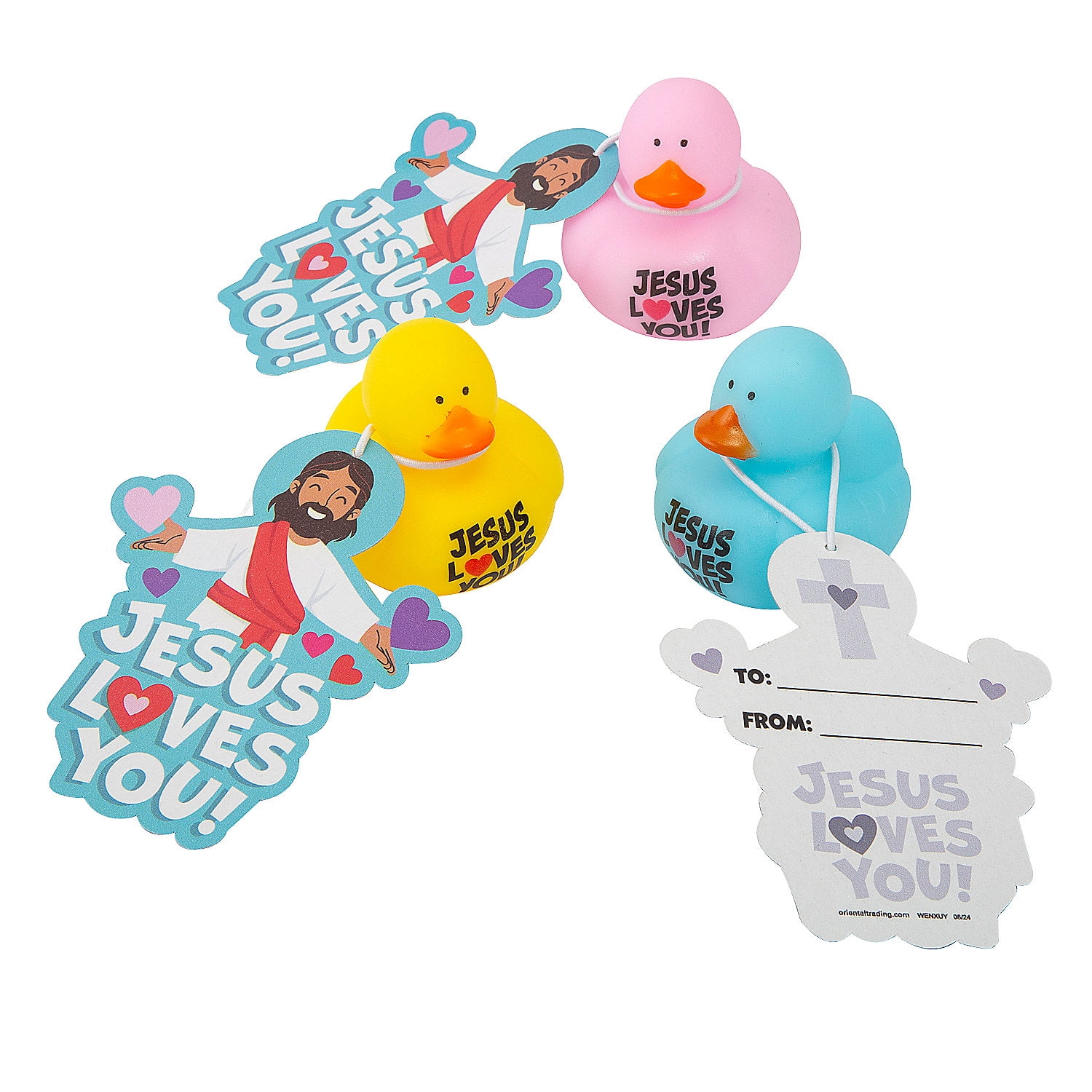 Fun Express 24 Pc. Jesus Loves You Rubber Duck Valentine Exchanges with ...