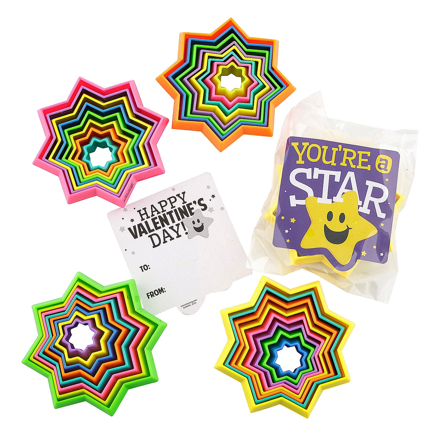 Fun Express 24 Pieces 3 1/2" Valentine's Day Sensory Star Fidget Toy ...