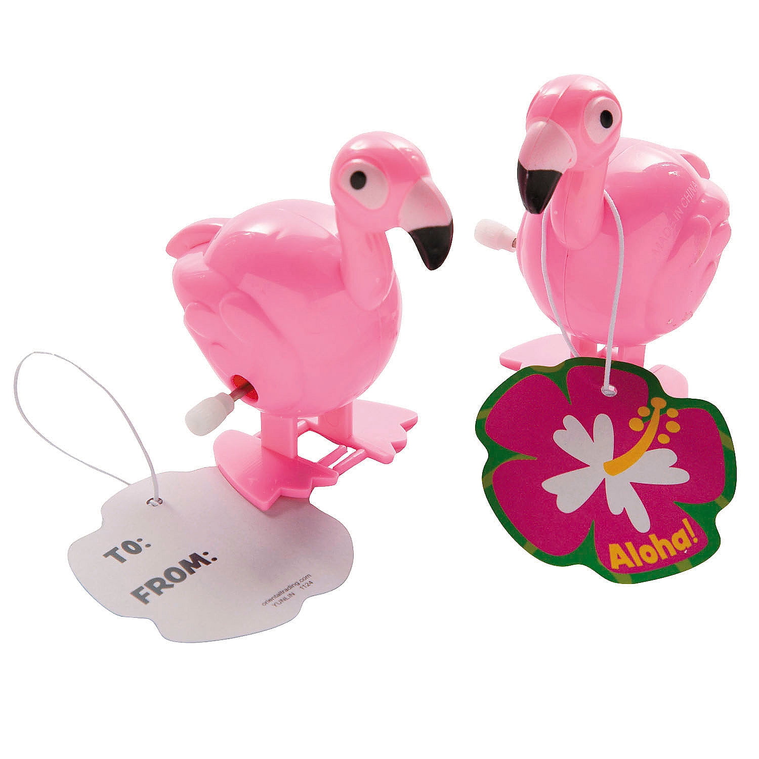 Fun Express 24 Pieces 3" Flamingo Wind-Up Character Toy with Luau Card ...