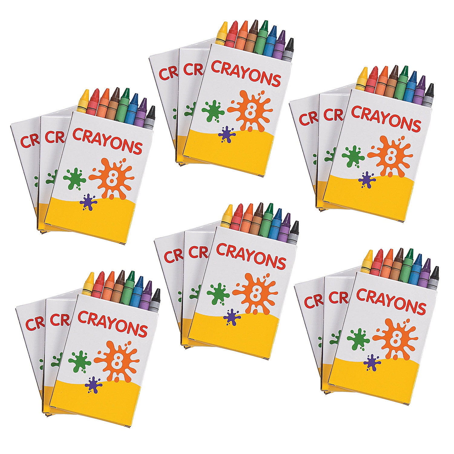 Fun Express 3 1/2" Bulk 288 Boxes of 8-Color Classic Pointed Crayons ...