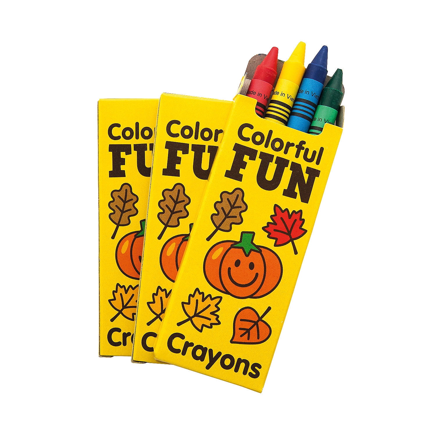 Fun Express 3 1/2" Bulk 48 Boxes Fall Colorful Fun Crayons - 4 Colors ...