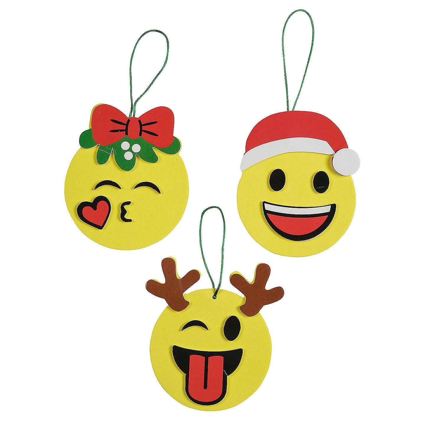 Fun Express 3 1/2" x 4" Christmas Emoji Ornament Foam Craft Kit - Makes ...