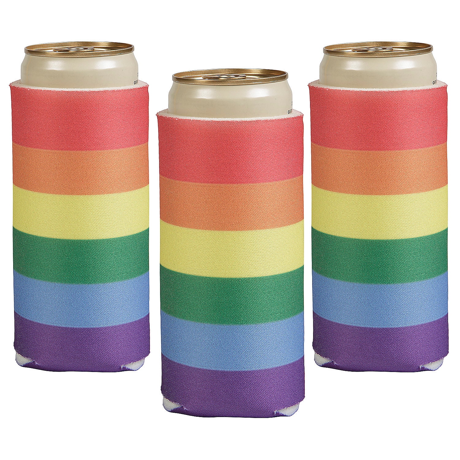 Fun Express 3 1/2" x 6 1/2" Pride Rainbow Party Slim Can Coolers - 12 ...