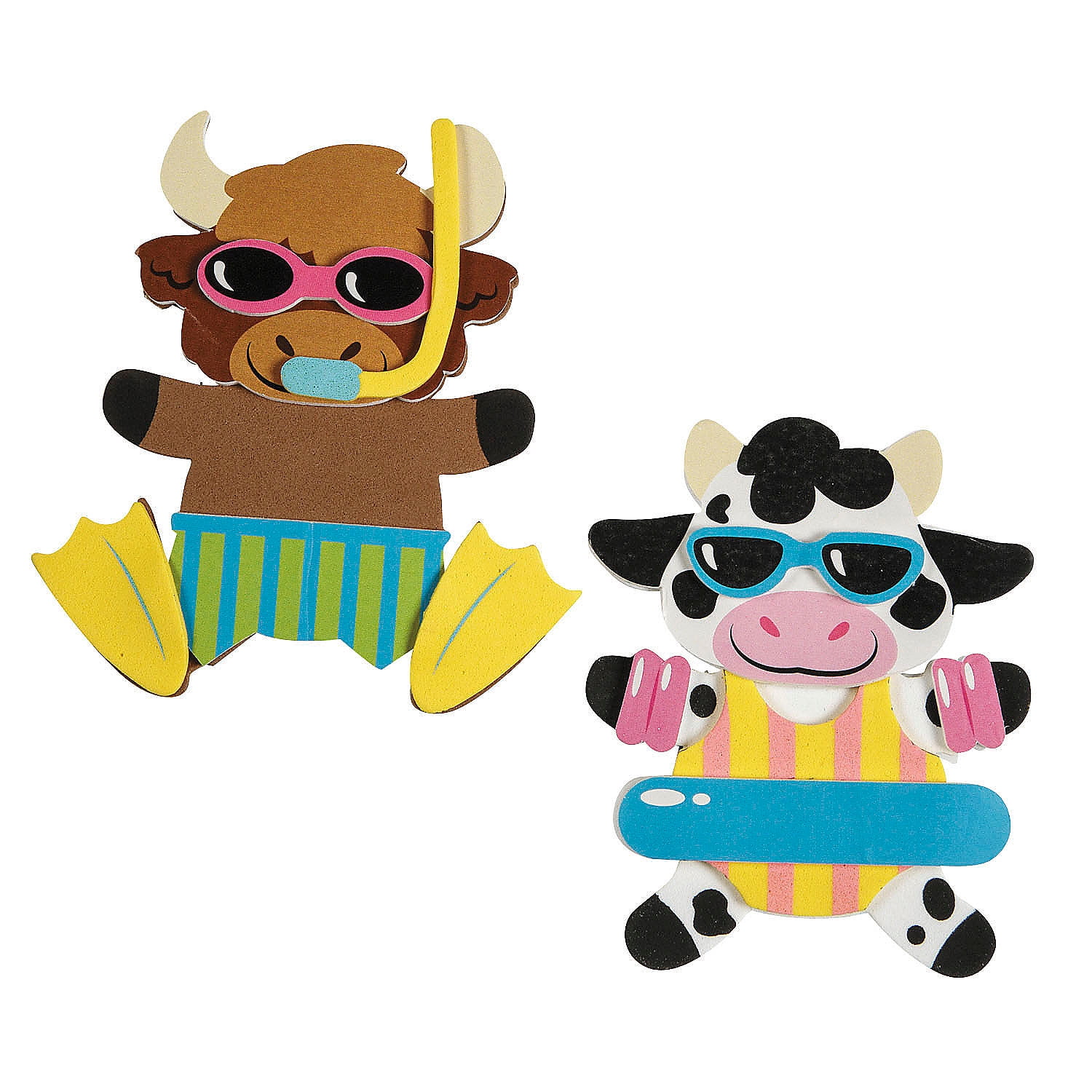 Fun Express 3 3/4" – 4" Cows in Swimwear Magnet Foam Craft Kit - Makes ...
