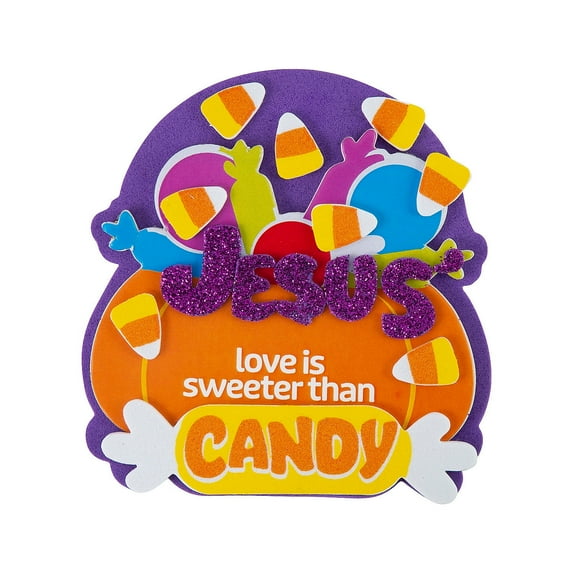 Fun Express 3 3/4" Jesus’ Love Is Sweeter Than Candy Magnet Foam Craft ...