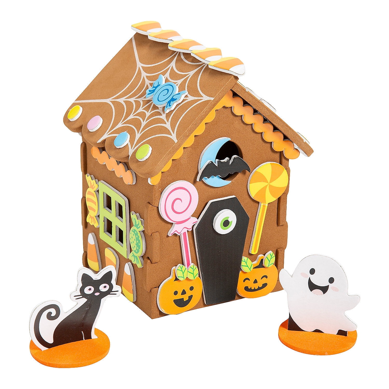 Fun Express 3 3/4" x 5 3/4" 3D Halloween Gingerbread House Foam Craft ...