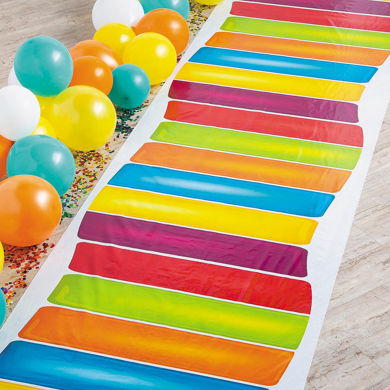 Fun Express 3 Ft. x 50 Ft. Multicolor Striped Plastic Aisle Runner ...