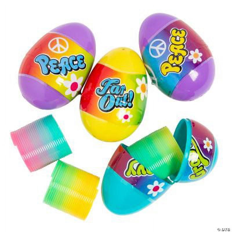 Fun Express 3" Rainbow Magic Spring Toy-Filled Plastic Easter Eggs - 12 ...
