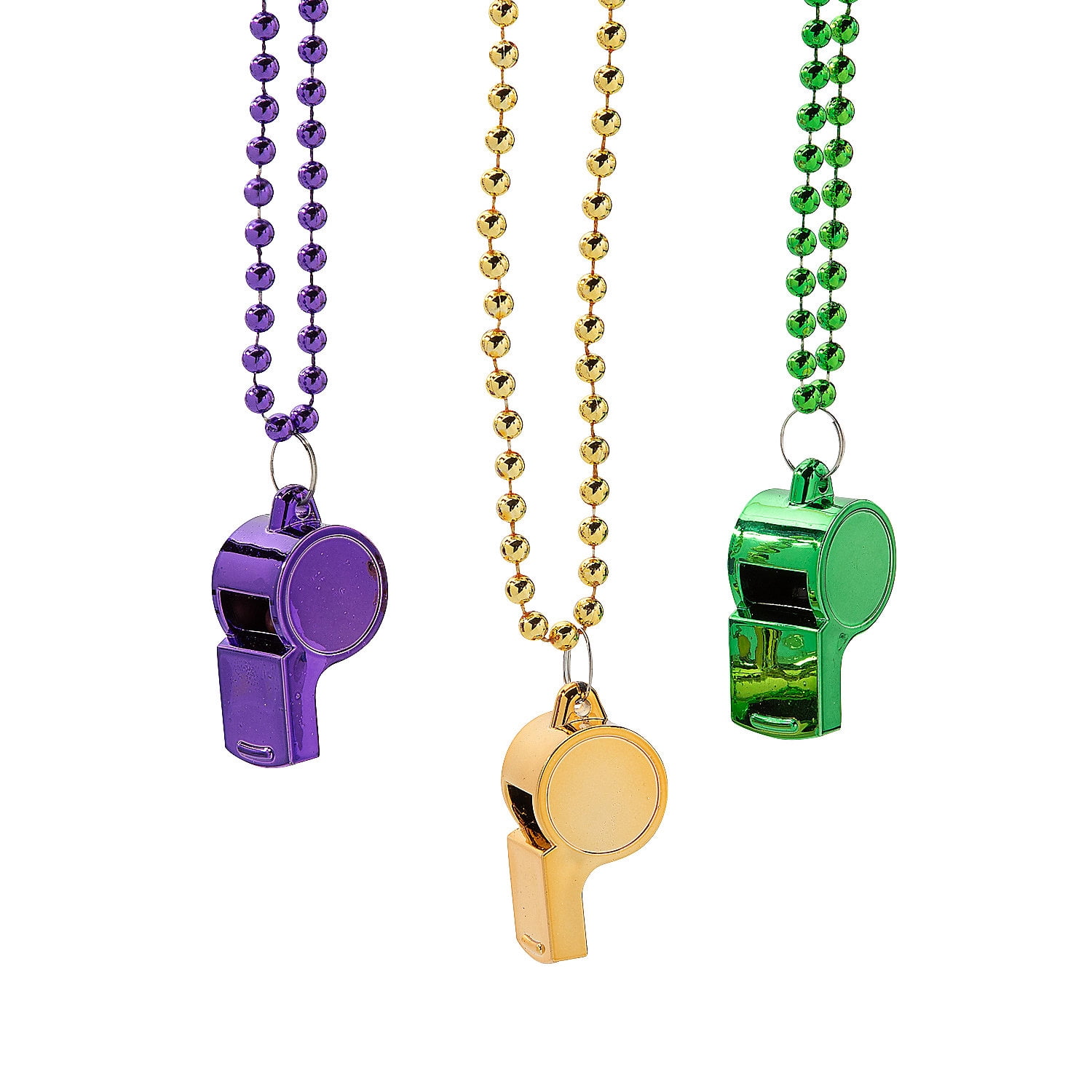 Fun Express 30" Metallic Mardi Gras Plastic Whistle & Bead Necklaces ...