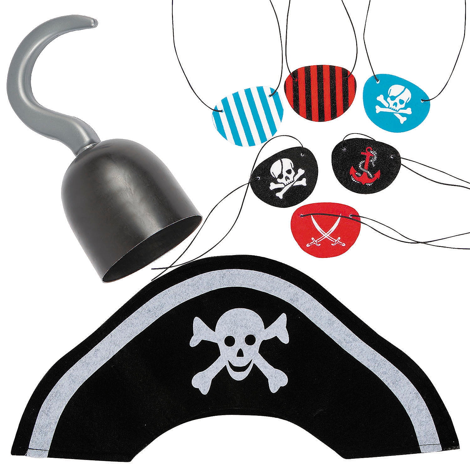 Fun Express 36 Pieces Kids Multicolor Pirate Costume Accessory Kit for ...