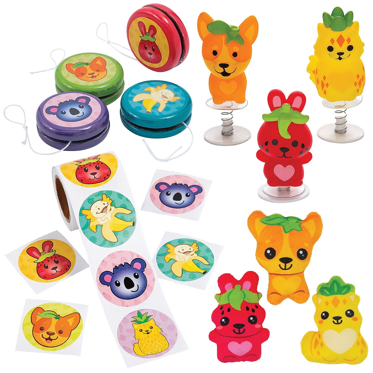 Fun Express 39 Piece Cute Fruit Animal Characters Toys & Stickers ...