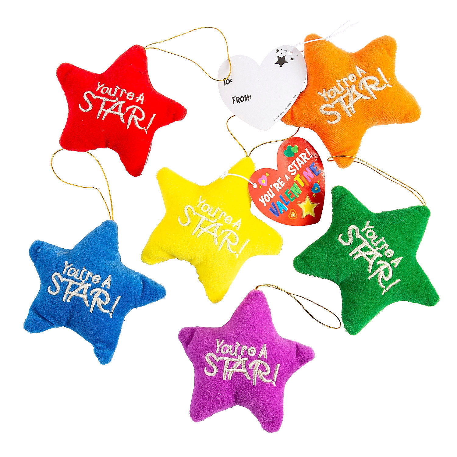 Fun Express 4 1/2" You’re a Star Stuffed Valentine Exchanges with Card ...
