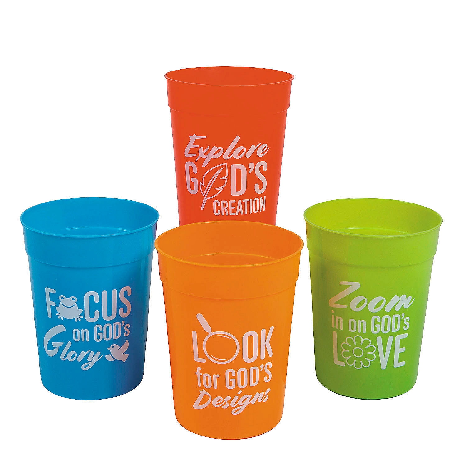 Fun Express 4" 10 oz. Zoom In VBS Bright Color Reusable Plastic Cups ...