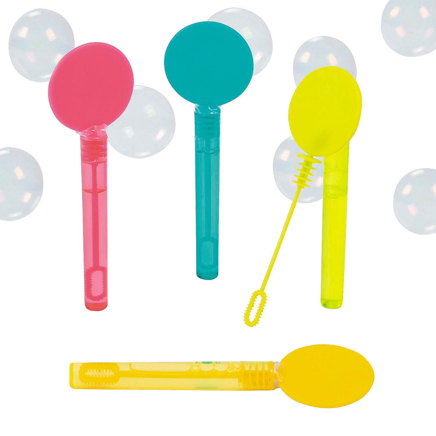 Fun Express 4 3/4" Mini Flat Bright Colored Bubble Tubes with Wand - 24 ...