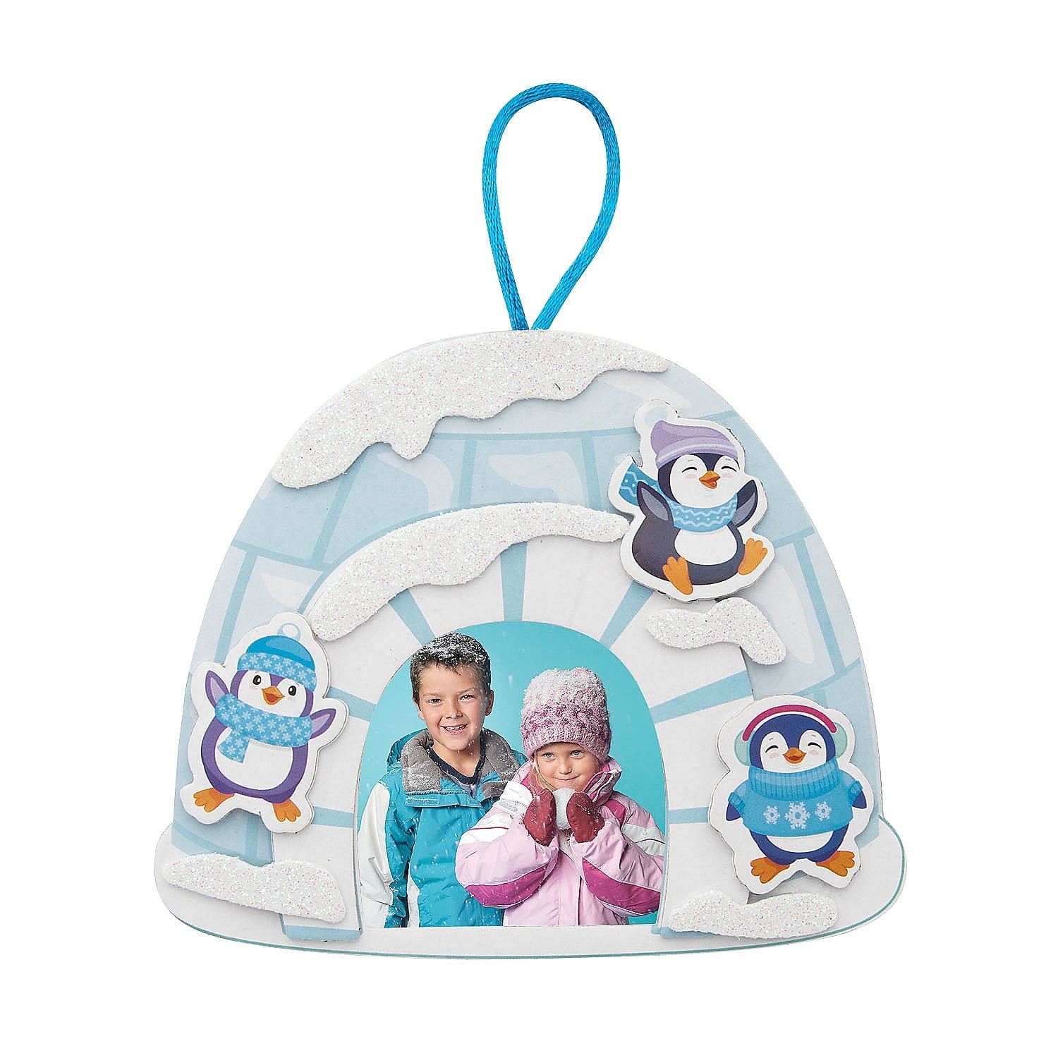 Fun Express 4 3/4" x 4 1/4" Igloo with Penguins Picture Frame Ornament ...