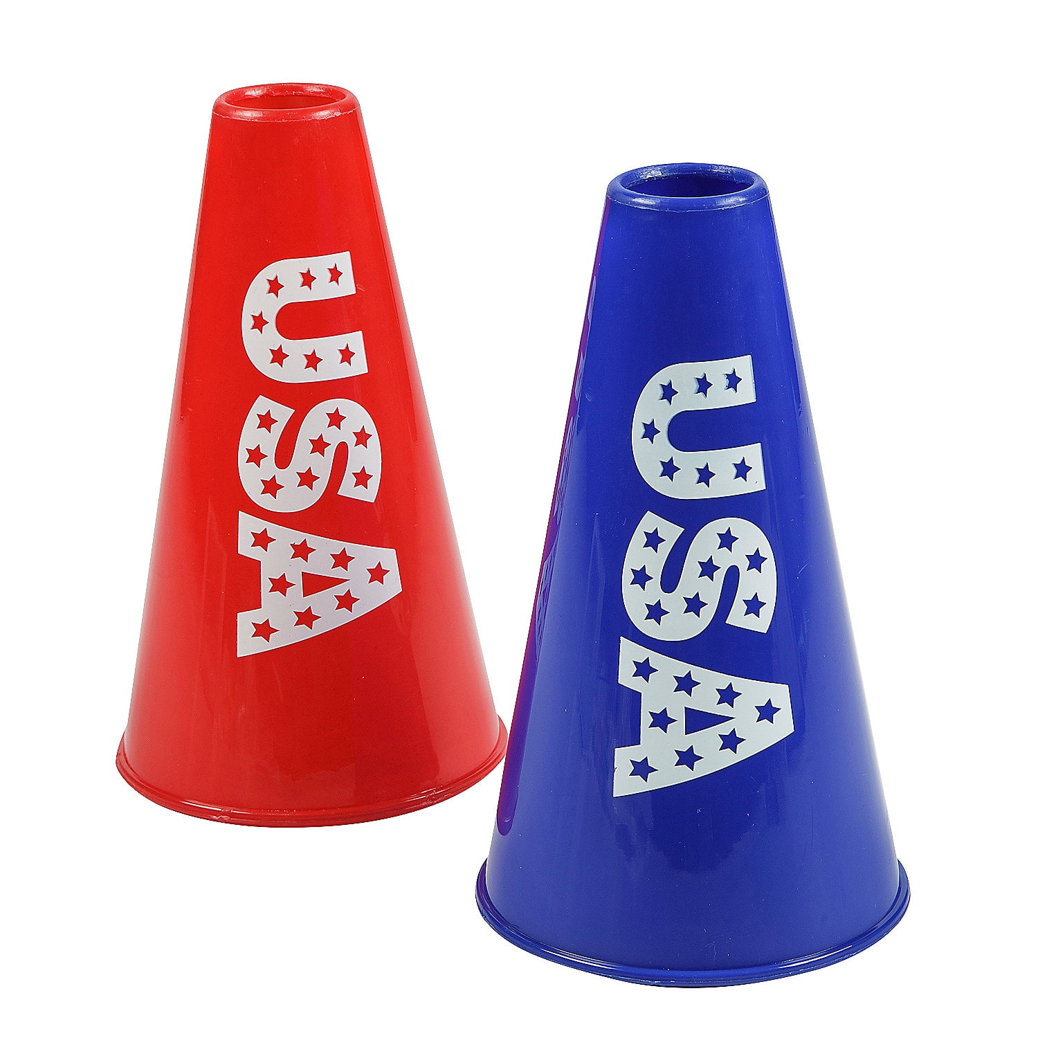 Fun Express 4 3/4" x 8" Patriotic USA Red & Blue Plastic Megaphones ...