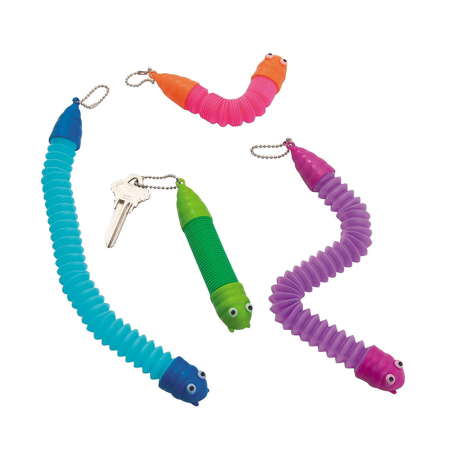 Fun Express 4" Caterpillar Multicolor Plastic Expanding Tube Fidget Toy ...