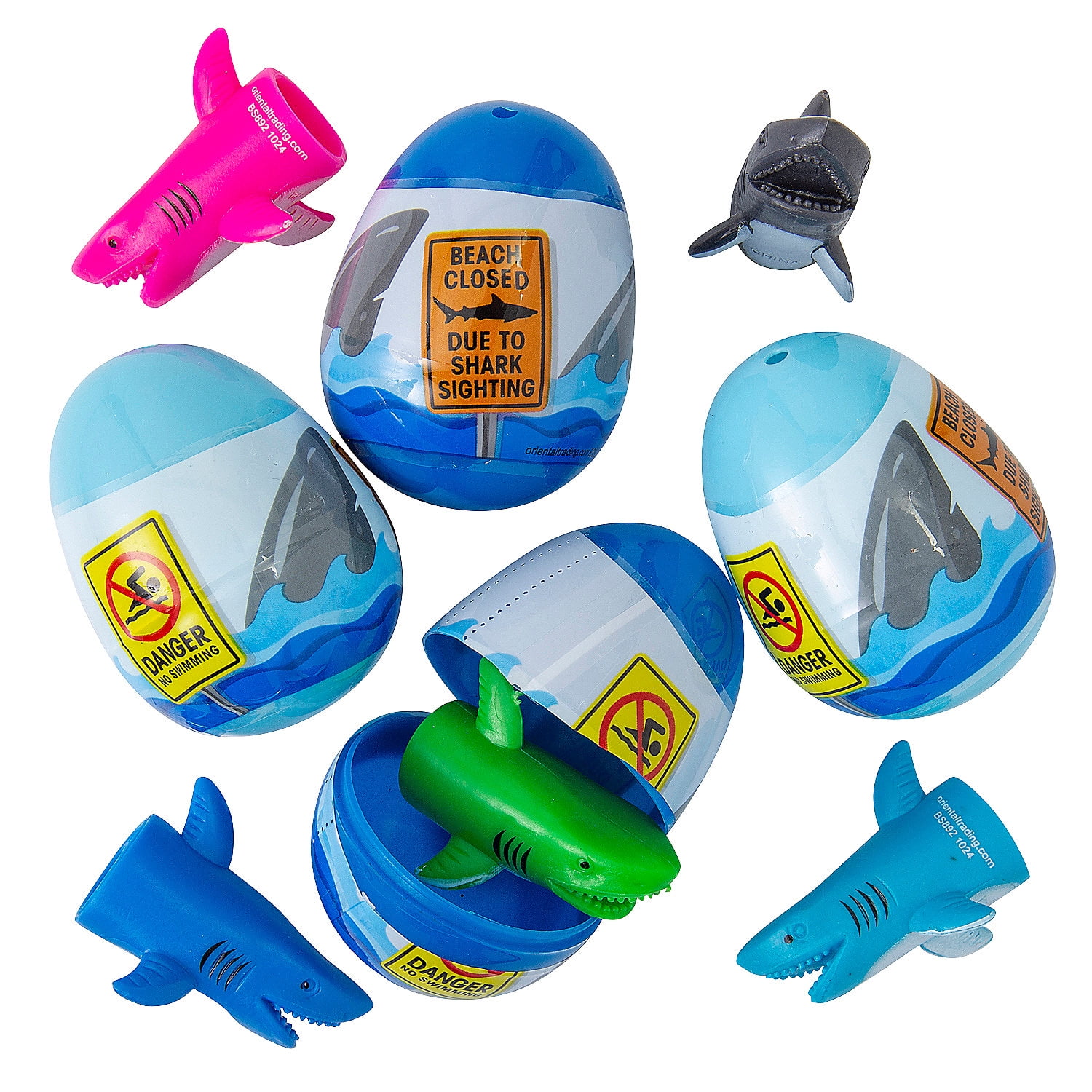 Fun Express 4" Shark Finger Puppet-Filled Jumbo Easter Eggs - 12 Pc ...