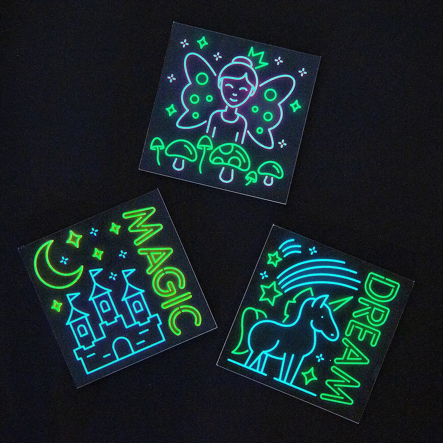 Fun Express 4" x 4" 25 pg. Glow-in-the-Dark Neon Magical Creatures ...