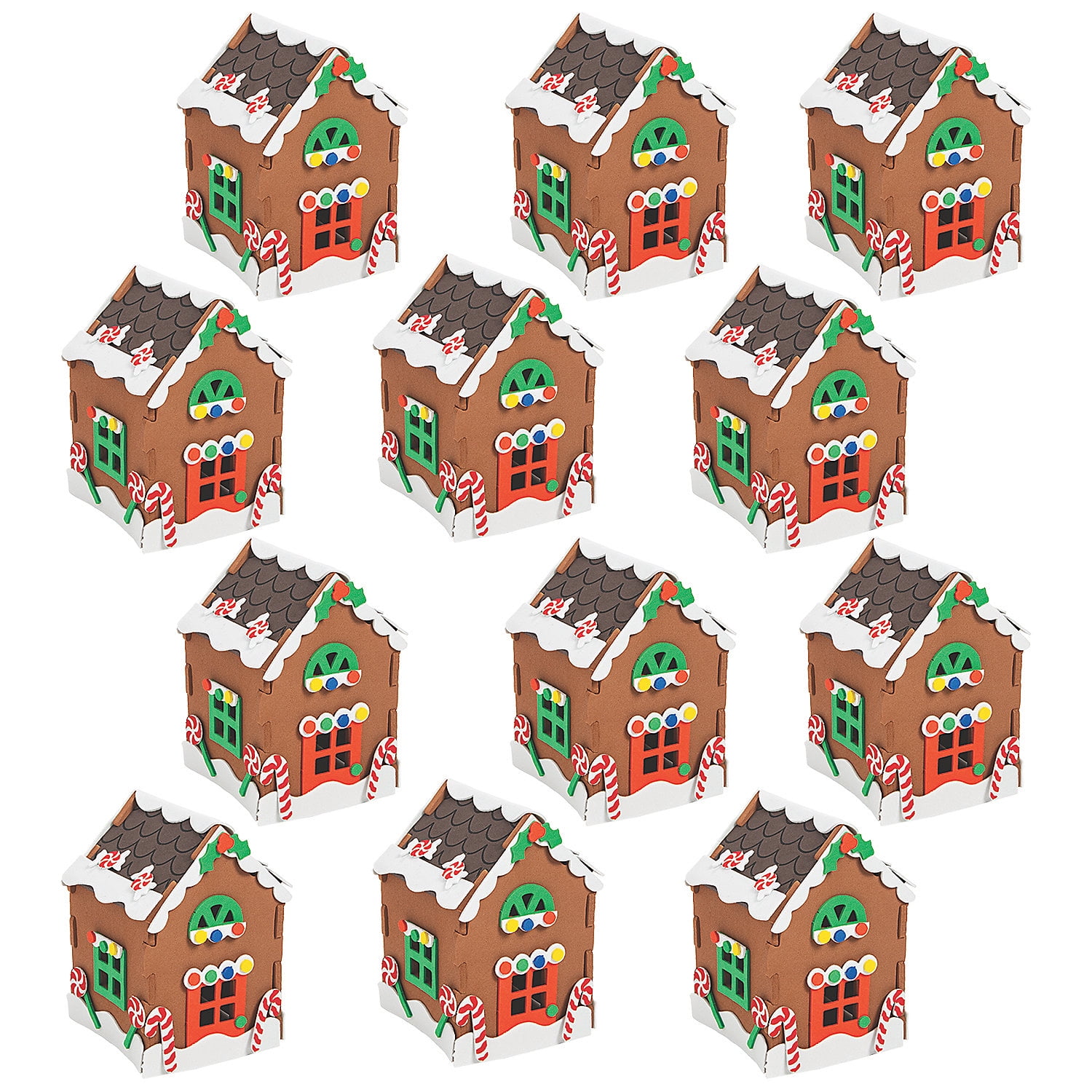 Fun Express 4" x 5 3/4" Mega Bulk 3D Gingerbread House Foam Craft Kit ...