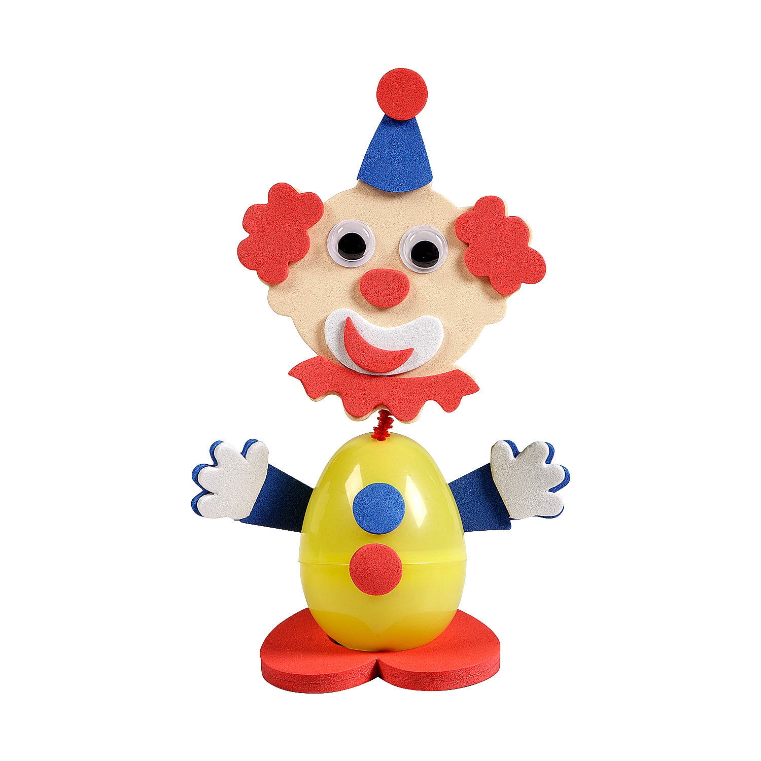 Fun Express 4" x 6 1/4" Carnival Red, Yellow & Blue Clown Bobblehead ...