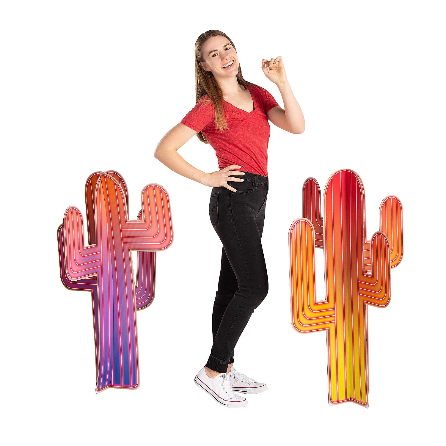Fun Express 41" 3D Colorful Cactus Cardboard Stand-Ups - 2 Pieces, Vacation Bible School ...