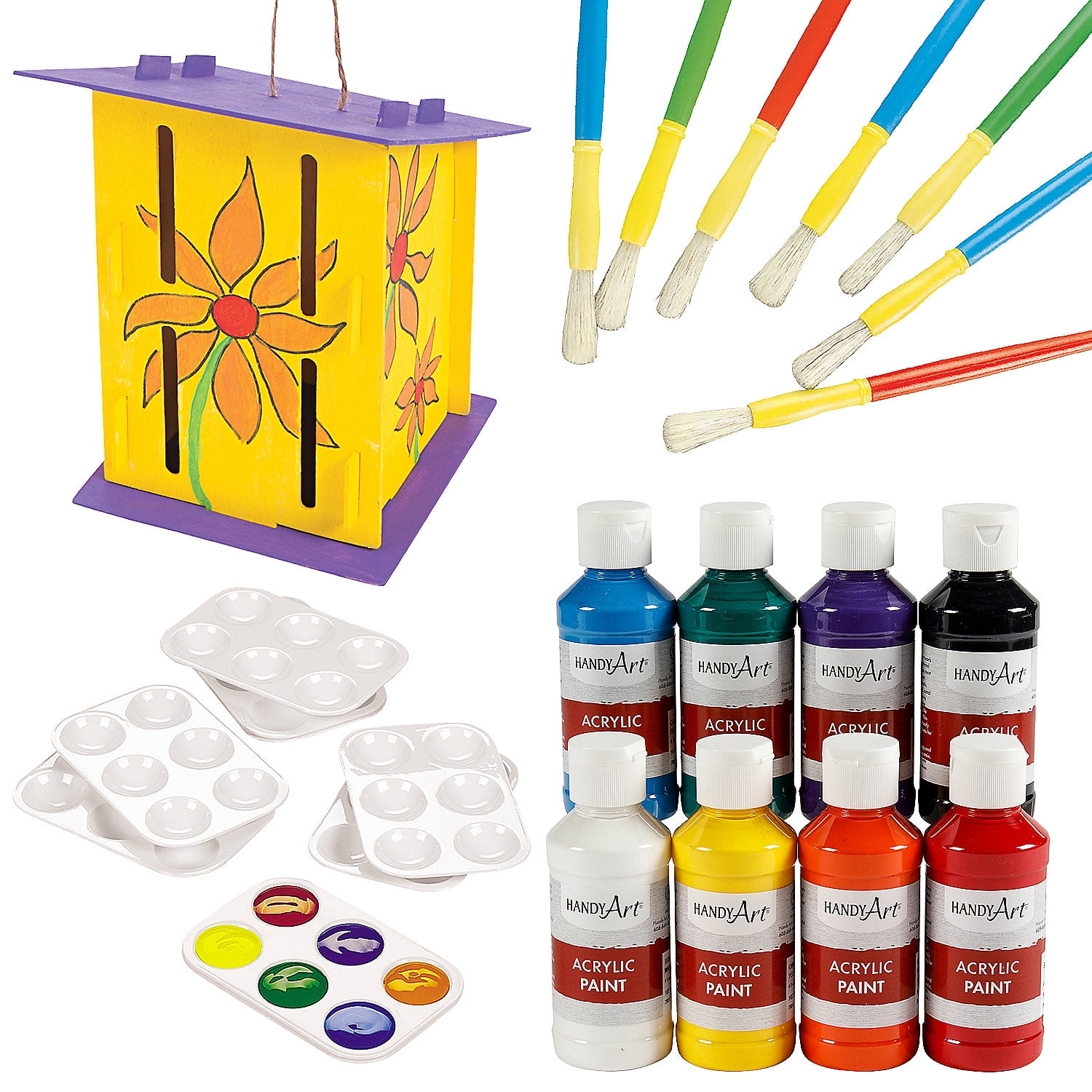 Fun Express 44 Pieces DIY Build & Paint Wooden Butterfly House ...