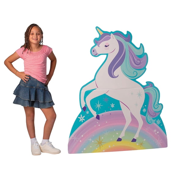Fun Express 44" x 4 ft. 6" Rainbow Unicorn Cardboard Cutout Stand-Up ...