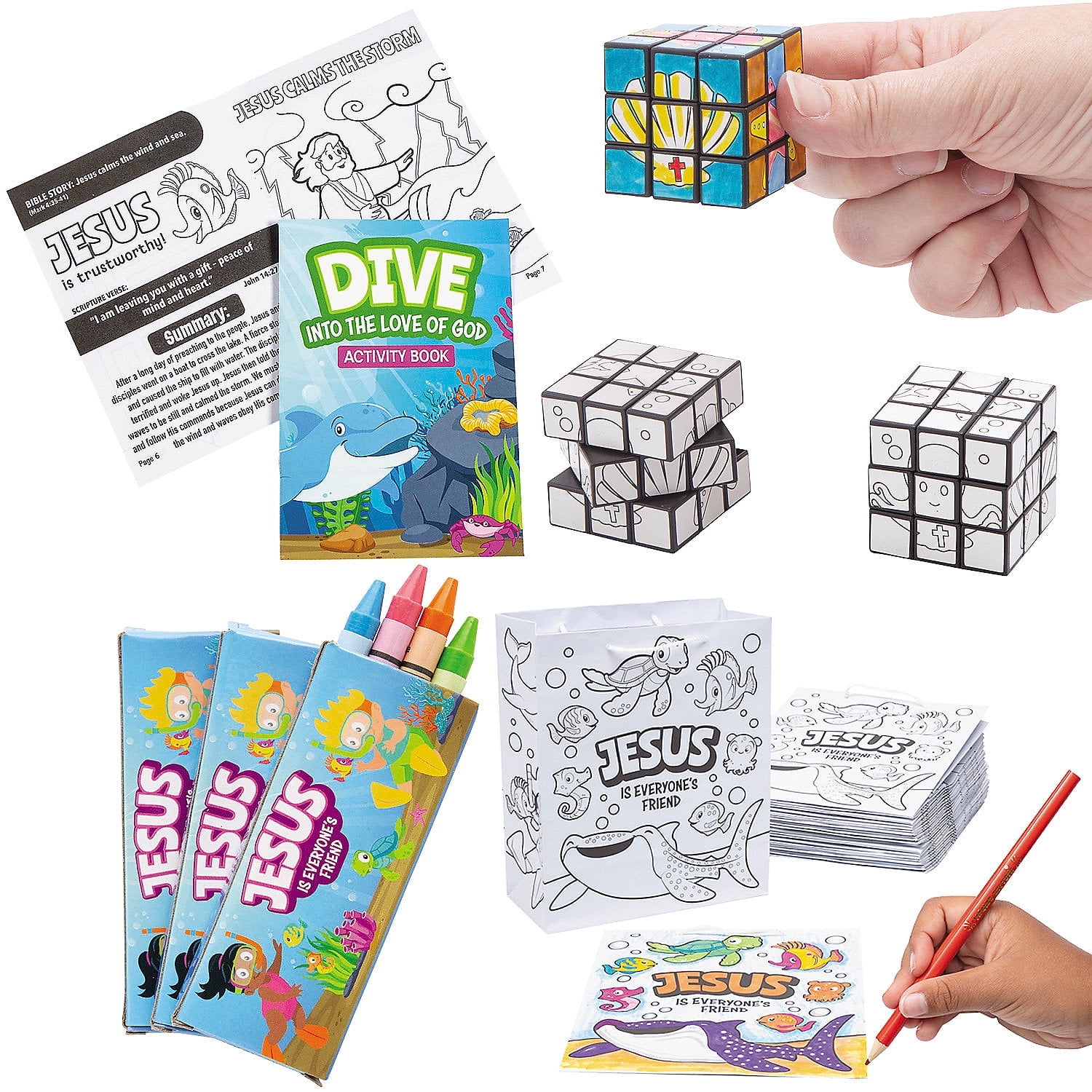 Fun Express 48 Piece Under the Sea VBS Coloring Activity Kit for 12 ...