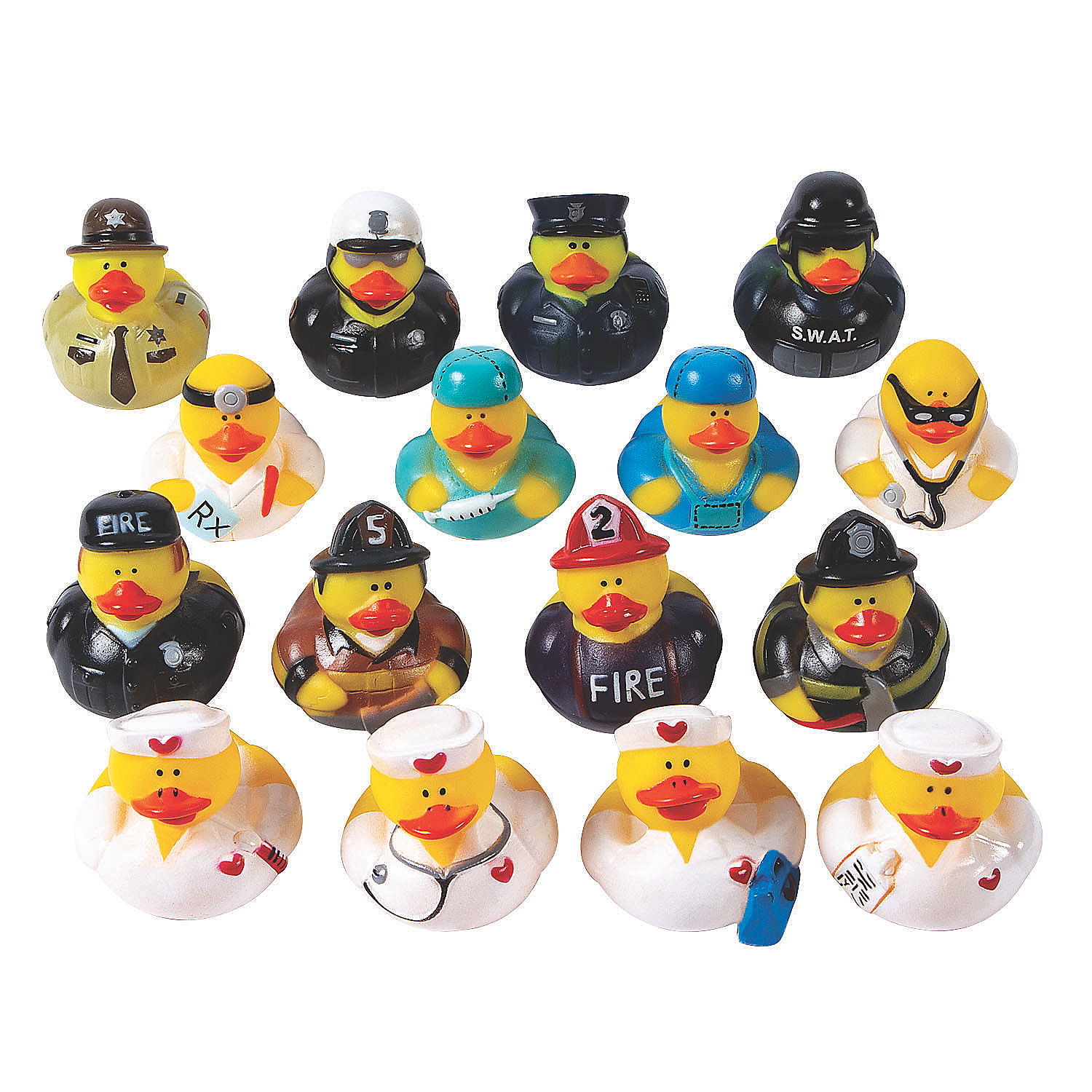Fun Express 48 Pieces Community Helper Rubber Duckies Assortment, Toys ...