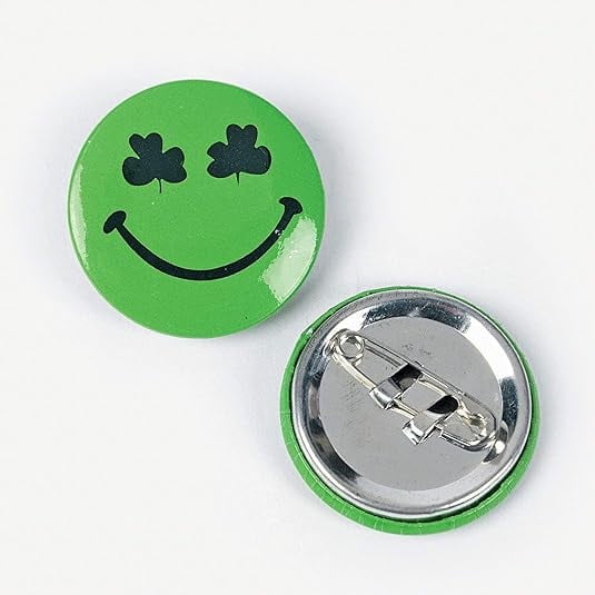 Fun Express 48 Pieces Mini Shamrock Smile Face Buttons, St. Patrick's ...