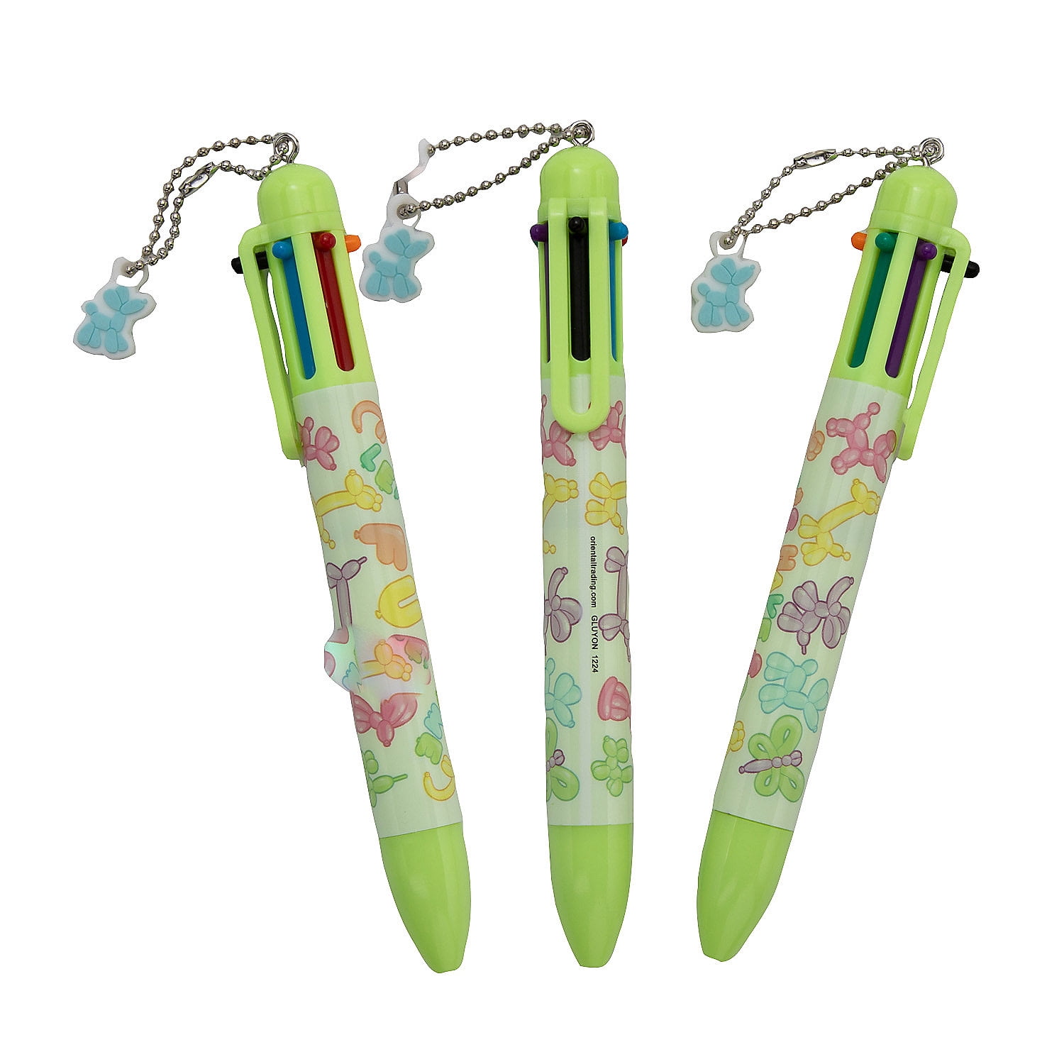 Fun Express 5 1/2" Balloon Animals Plastic Shuttle Pens with Charm - 12 ...