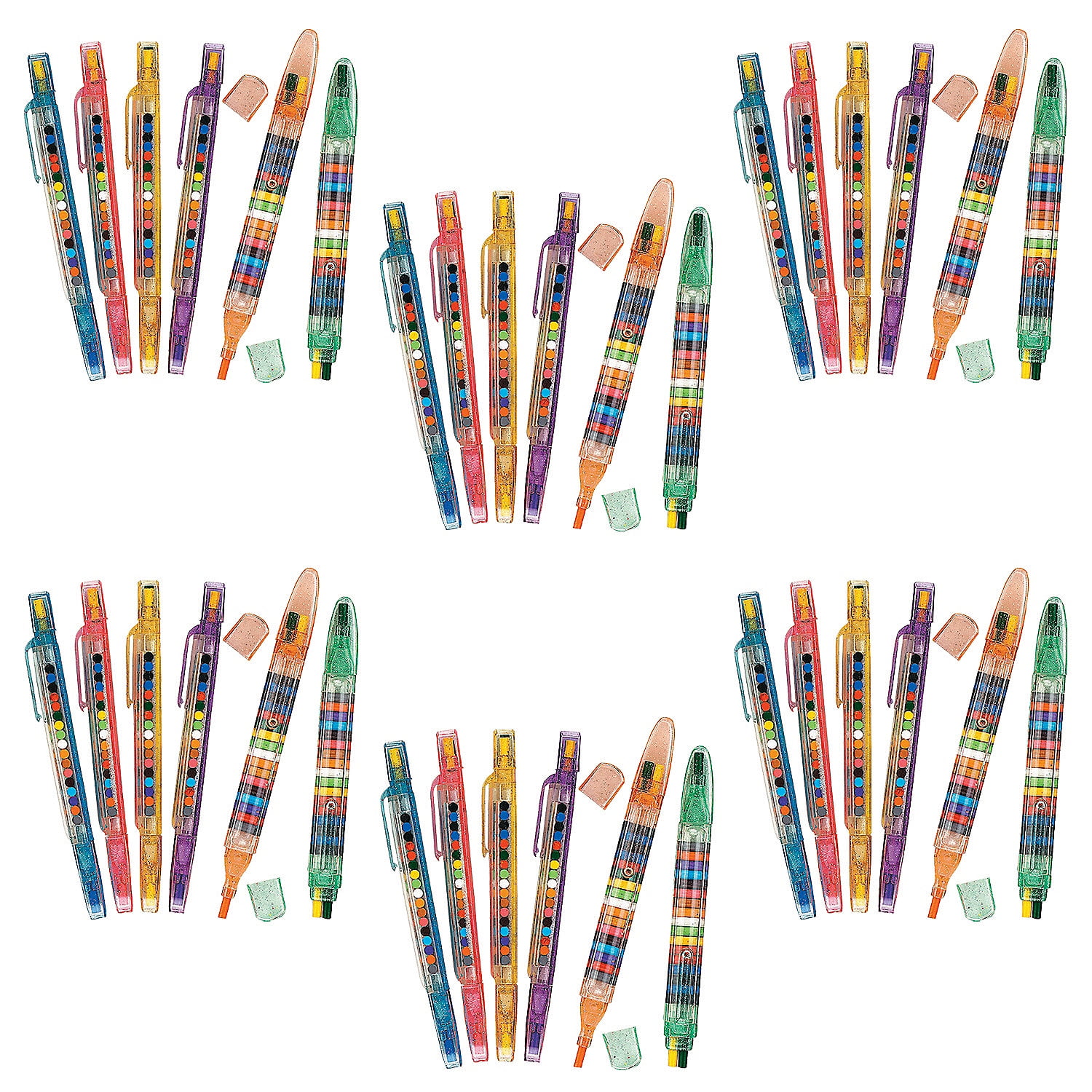 Fun Express 5 1/2" Bulk 48 Pieces 20-Color Transparent Glitter Platsic ...