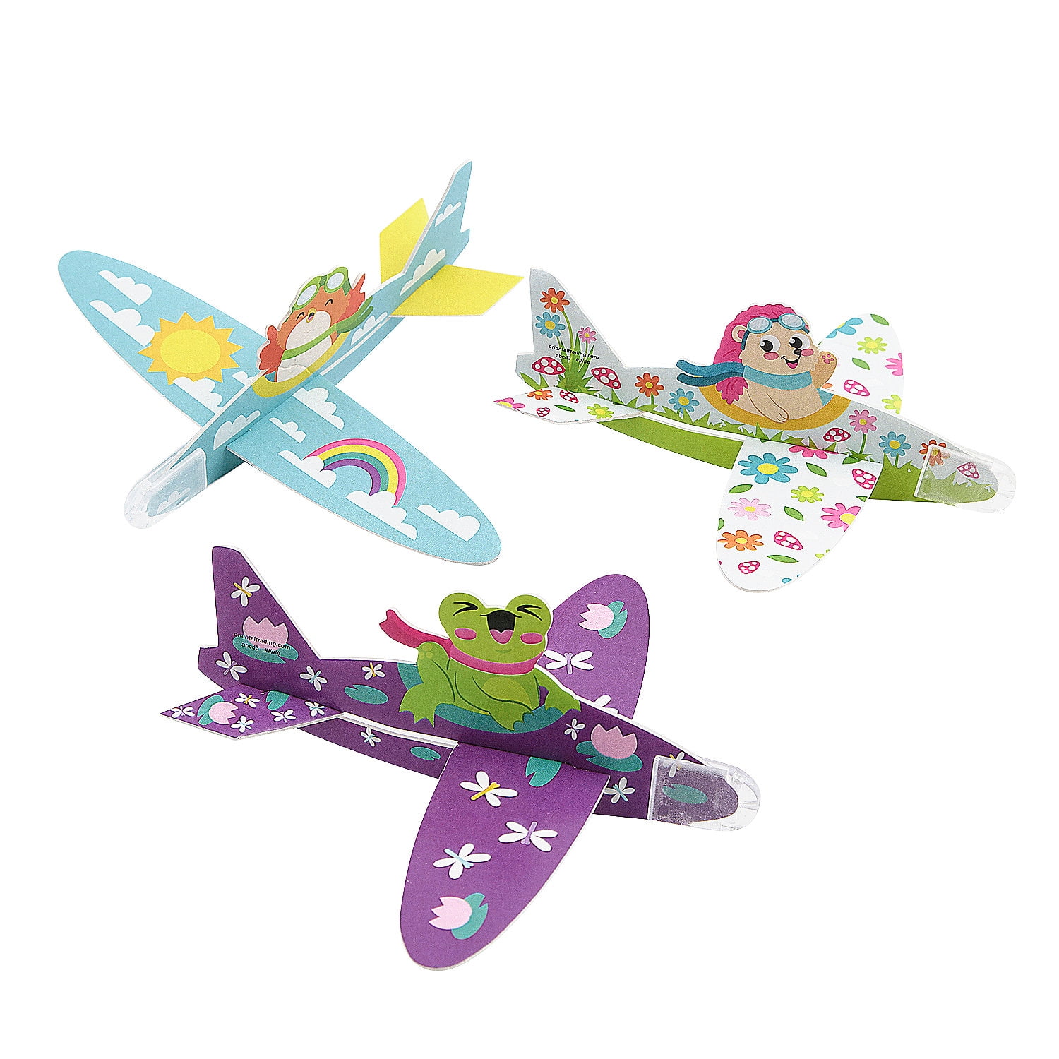 Fun Express 5 1/2" x 6" Spring Friend Characters Airplane Glider Toys ...