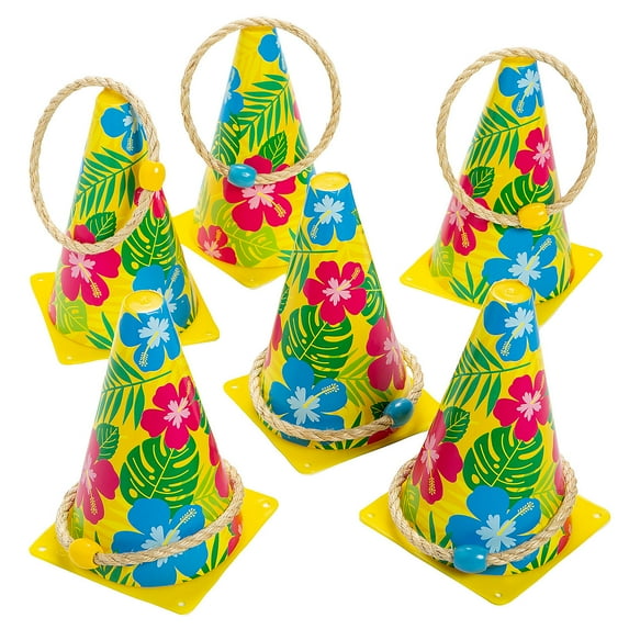 Fun Express 5 1/4" x 8" Luau Plastic Multicolor Cone Ring Toss Game ...
