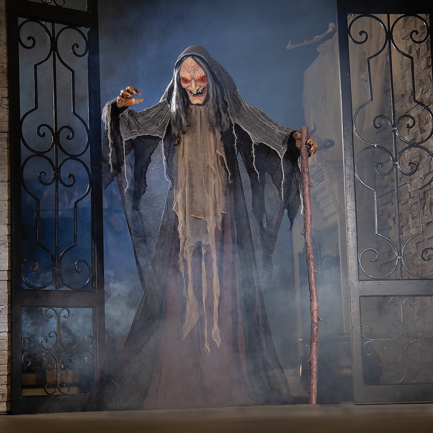 Fun Express Life Size Animated Witch Prop, 5-Foot Standing Halloween ...