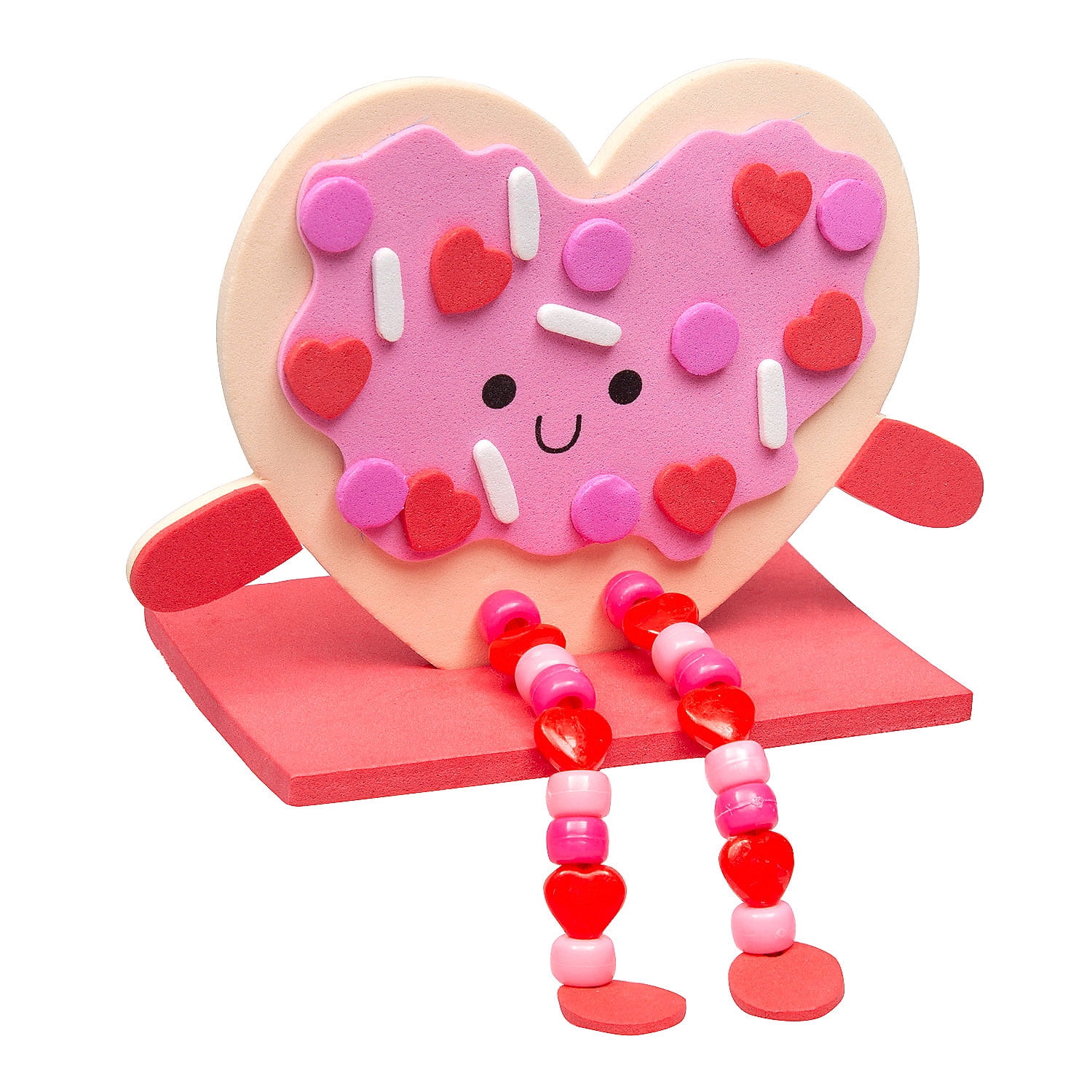 Fun Express 5" x 5 1/4" Valentine Sugar Cookie Heart with Bead Dangle-Legs Craft Kit - Makes 12 ...
