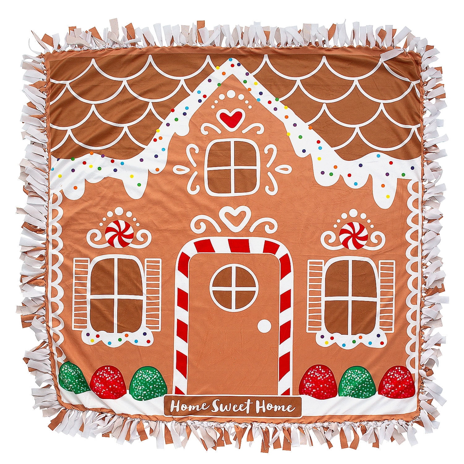 Fun Express 54" x 54" Gingerbread House Fleece Tied Throw Craft Kit ...