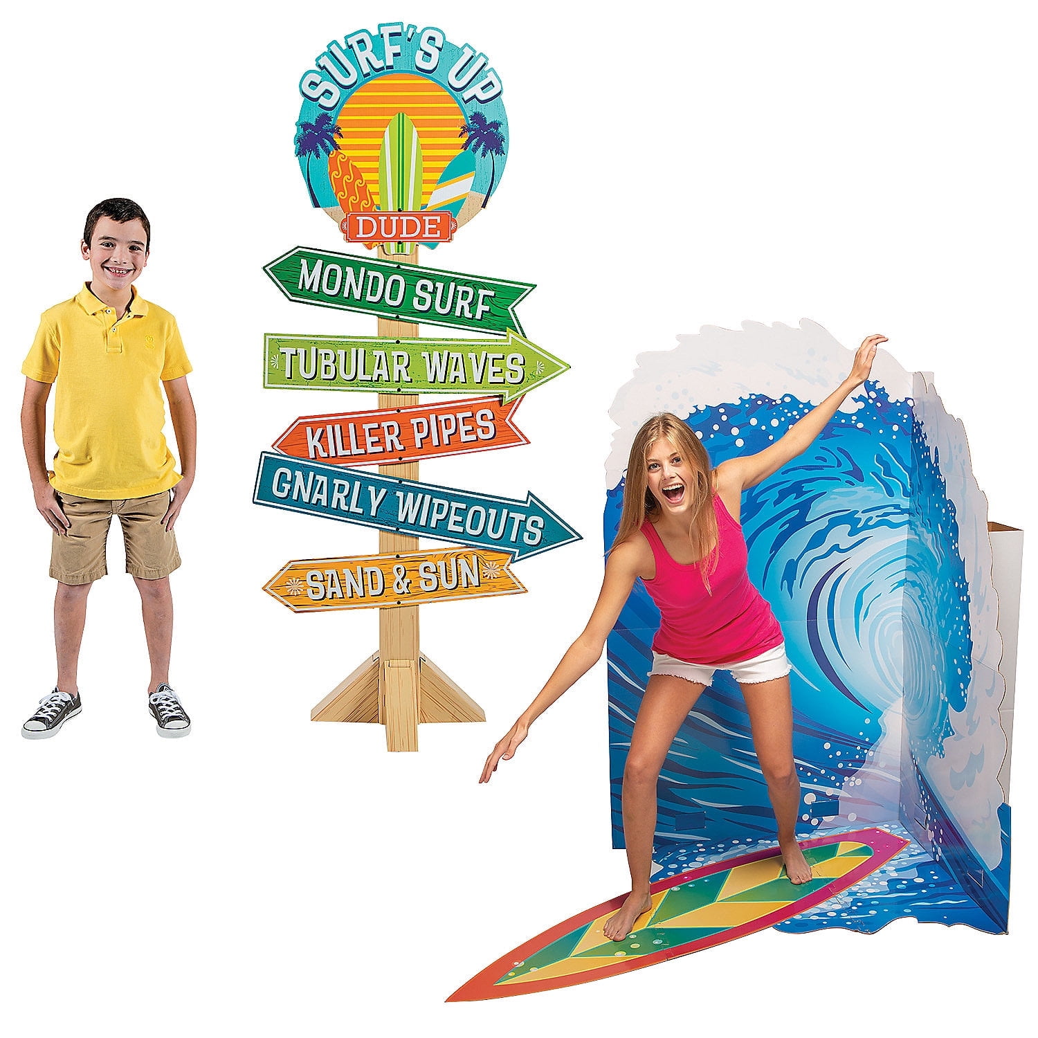 Fun Express 58" - 69" Surf’s Up Wave Cardboard Cutout Stand-Up Kit - 2 ...
