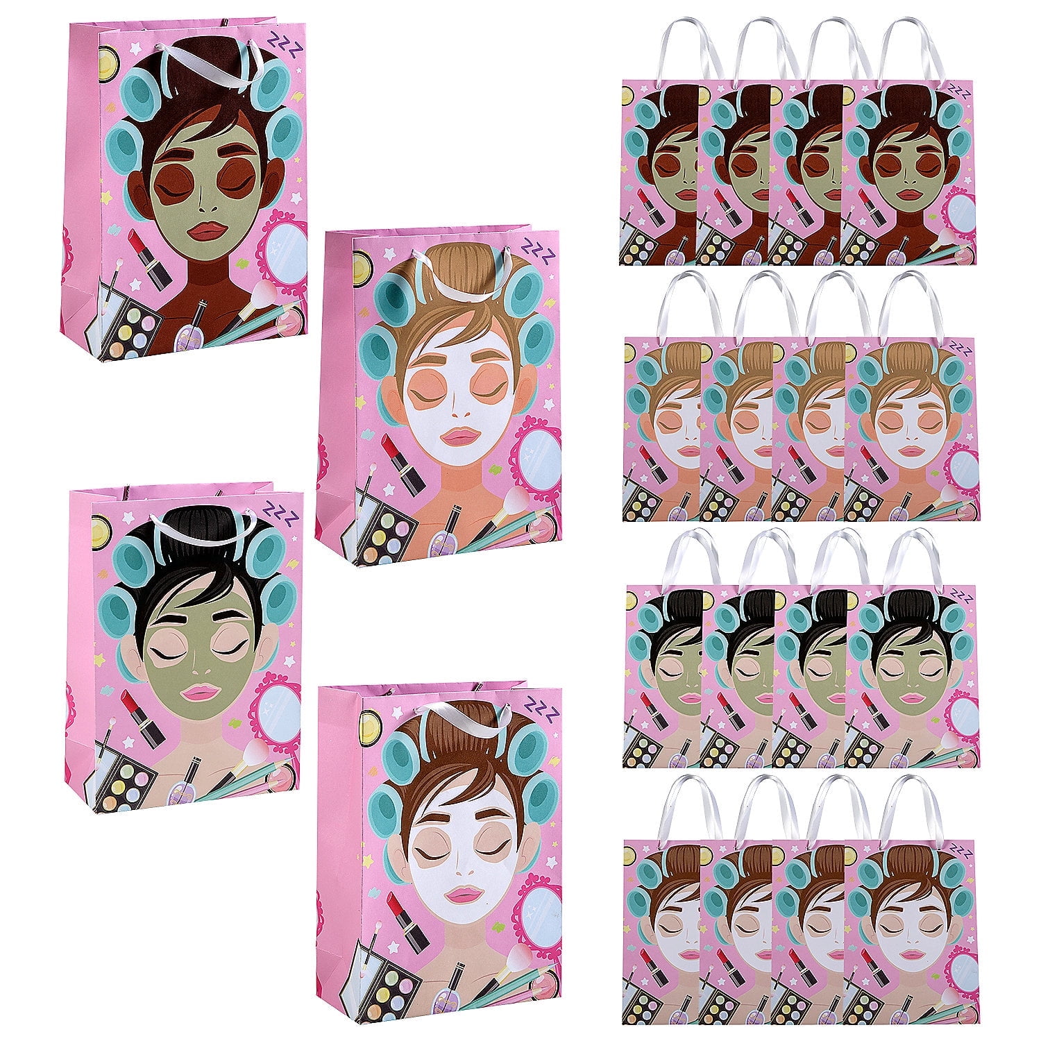 Fun Express 6 1/2" x 9" Pink Spa Party Makeover Face Mask Favor Bags ...