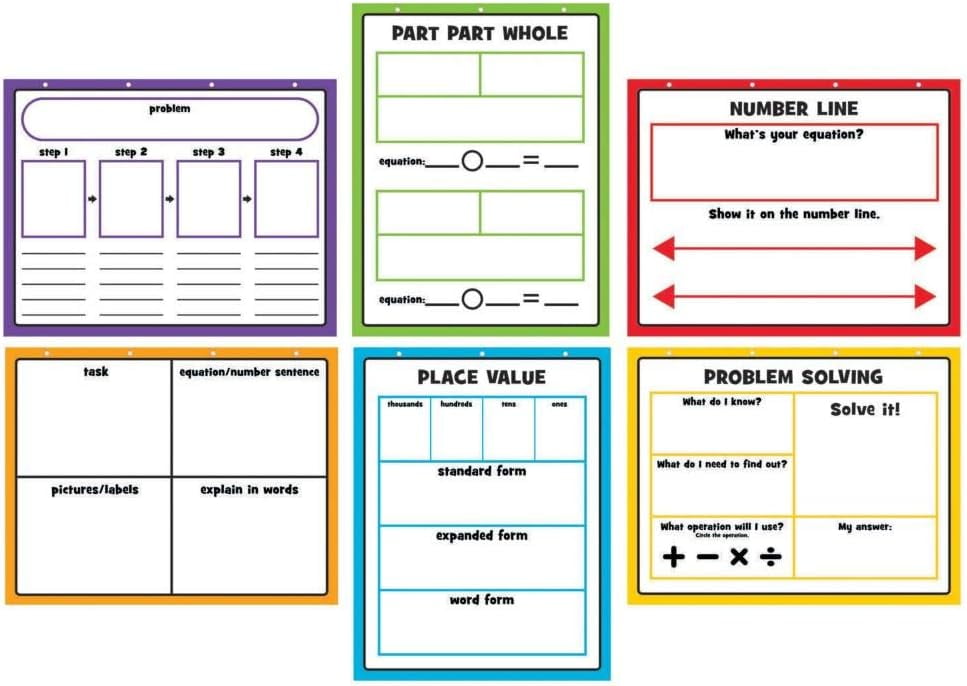 Fun Express 6 Pieces Large Dry Erase Math Graphic Organizers ...