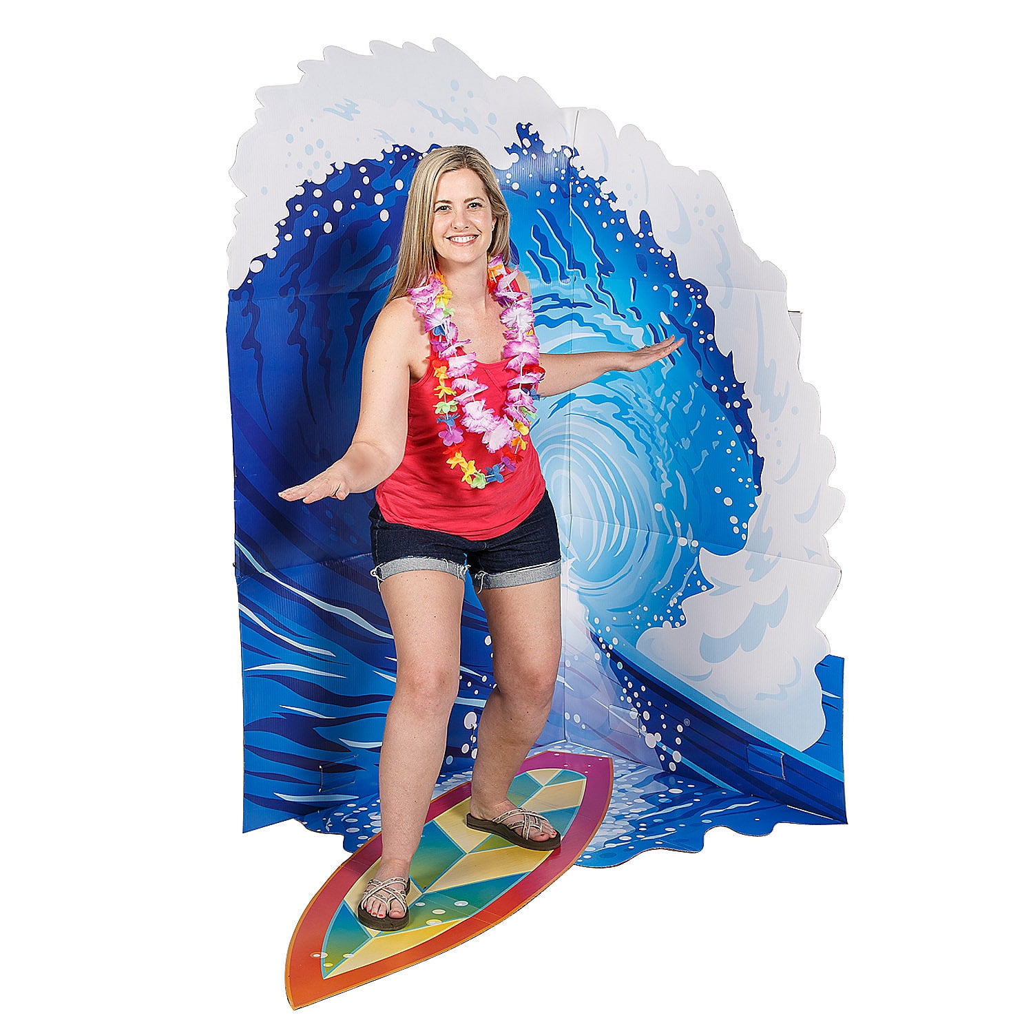 Fun Express 61" x 69" Luau 3D Wave & Surfboard Surfing Cardboard Stand ...