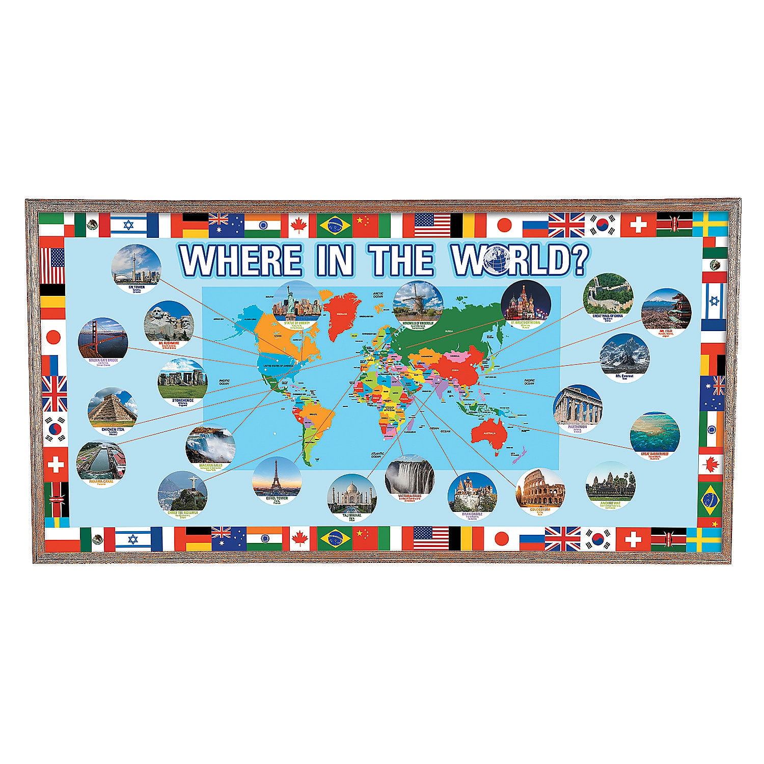 Fun Express 63 Pieces Around The World Bulletin Board Set, Educational ...