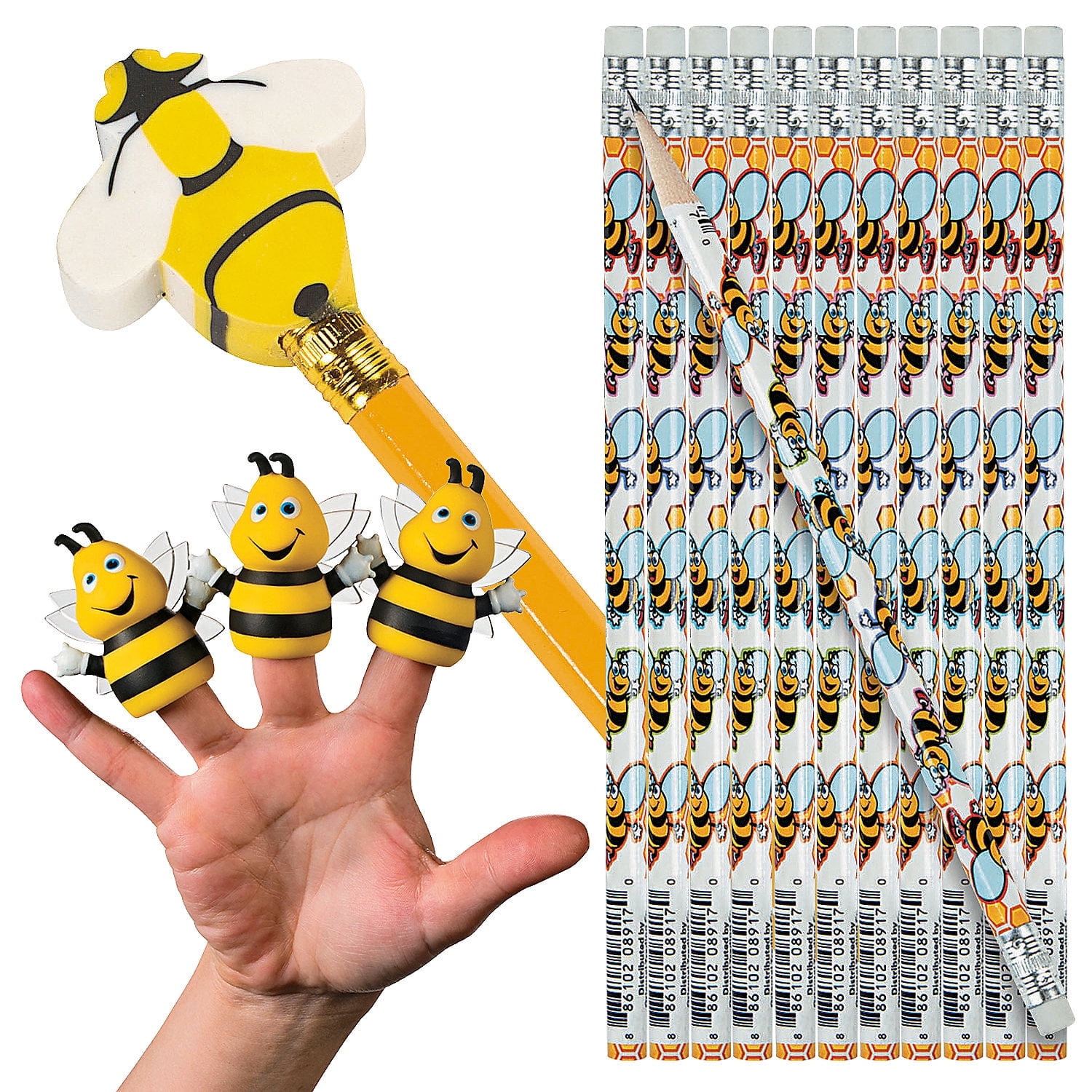 Fun Express 72 Piece Bumble Bee Party Favors Pencils & Toys Handout Kit ...